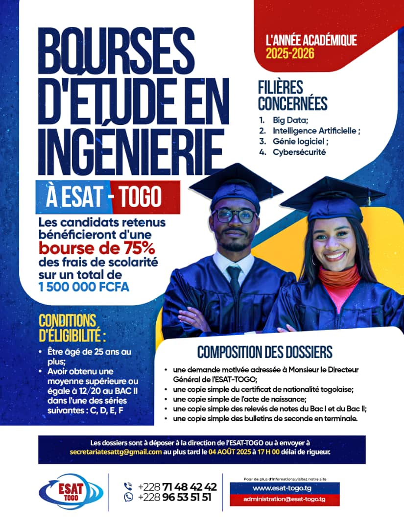 Bourse spéciale ESAT-TOGO 2025-2026 - ESAT-TOGO